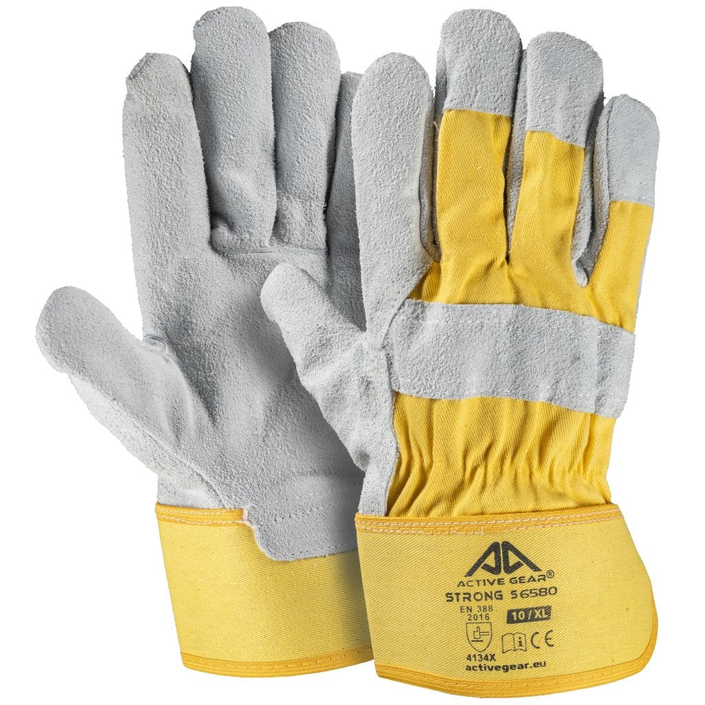 Over tech Yellow Leather gloves for general use | Spatial marking ...